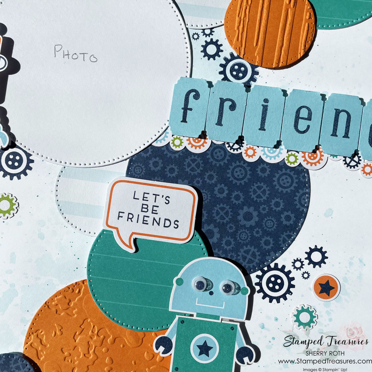 Robot Buddies Scrapbook Layout - Stamped Treasures