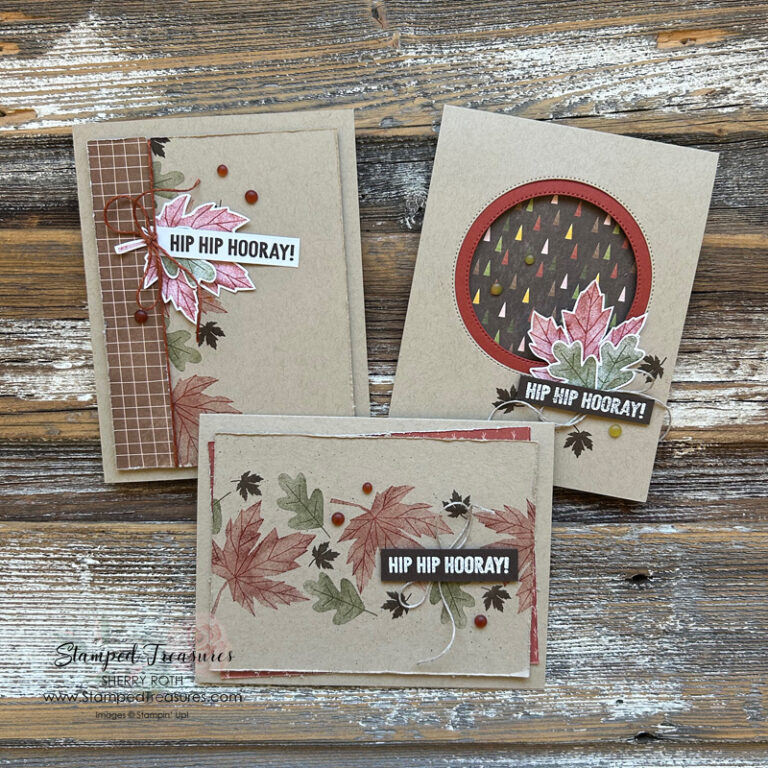 3 Beautiful Fall Themed Cards - Stamped Treasures - Sherry Roth